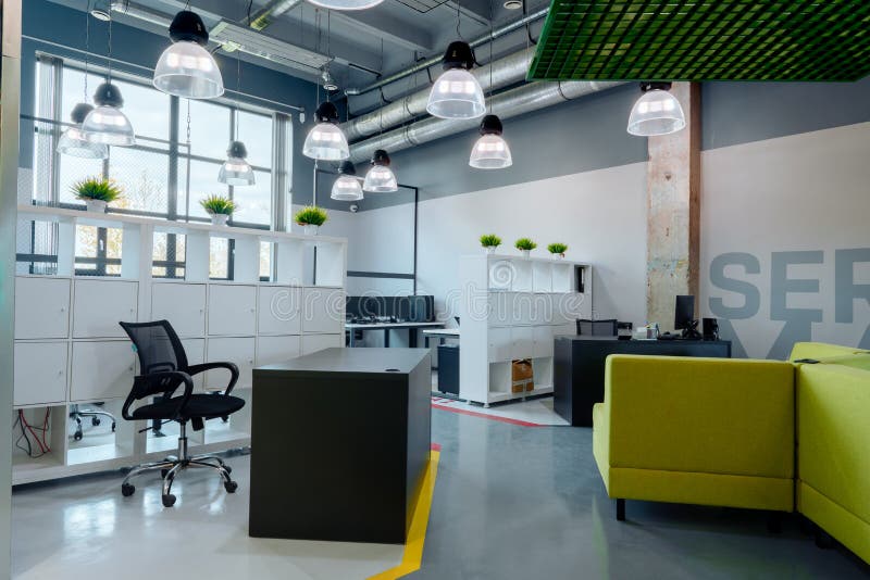 Large Empty Modern Open Space Office Interior Background Stock Image ...