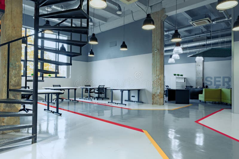 Large Empty Modern Open Space Office Interior Background Editorial ...