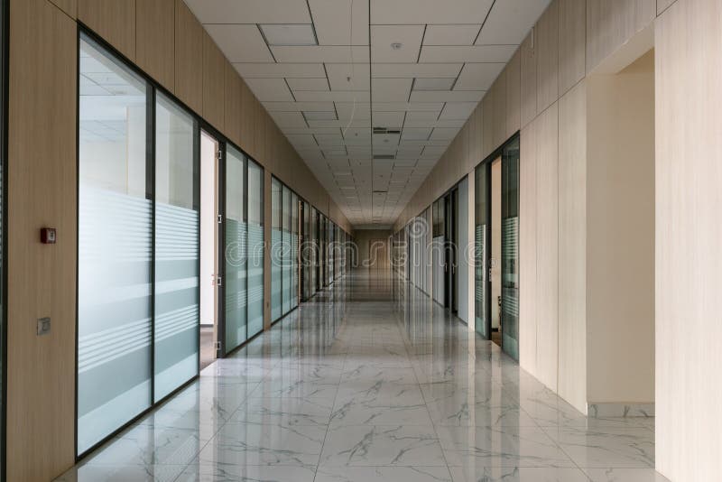 Large Empty Office Corridor Interior Stock Photo - Image of entrance ...