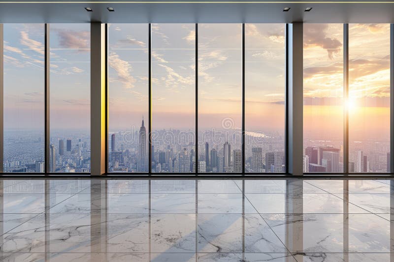Large Empty Office Room and City View. Generative AI Stock Photo ...