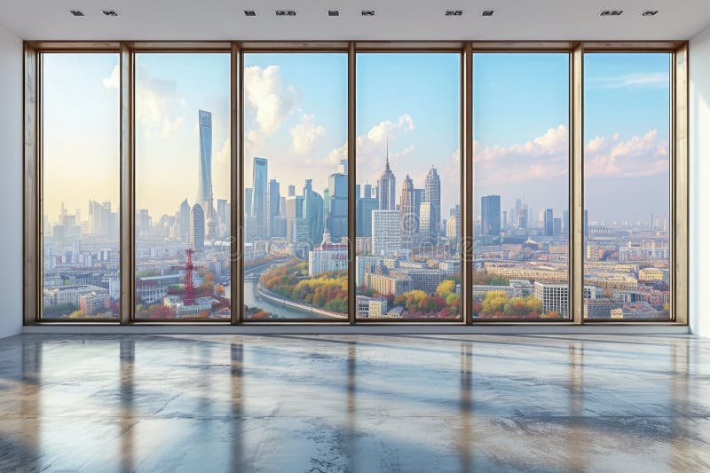 Large Empty Office Room and City View. Generative AI Stock Image ...