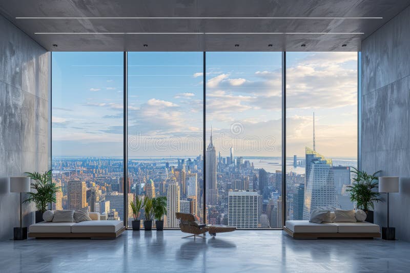 Large Empty Office Room and City View. Generative AI Stock Photo ...