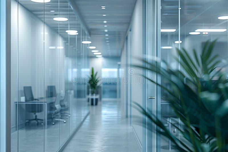 A Large, Empty Office Room with a Sun Shining through the Windows ...