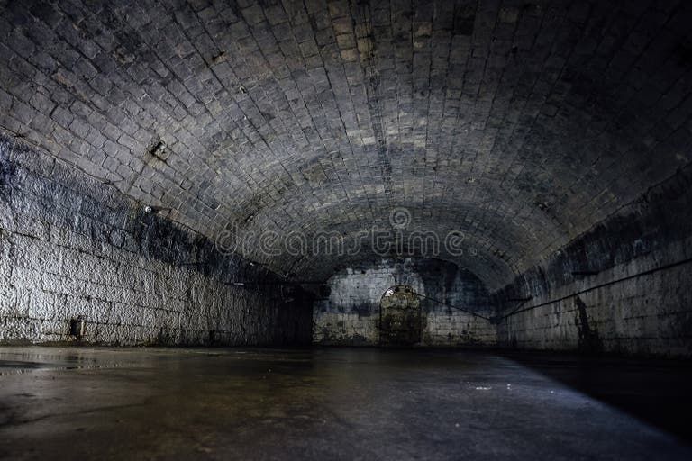 Large Empty Old Dark Underground Vaulted Cellar Stock Image - Image of ...