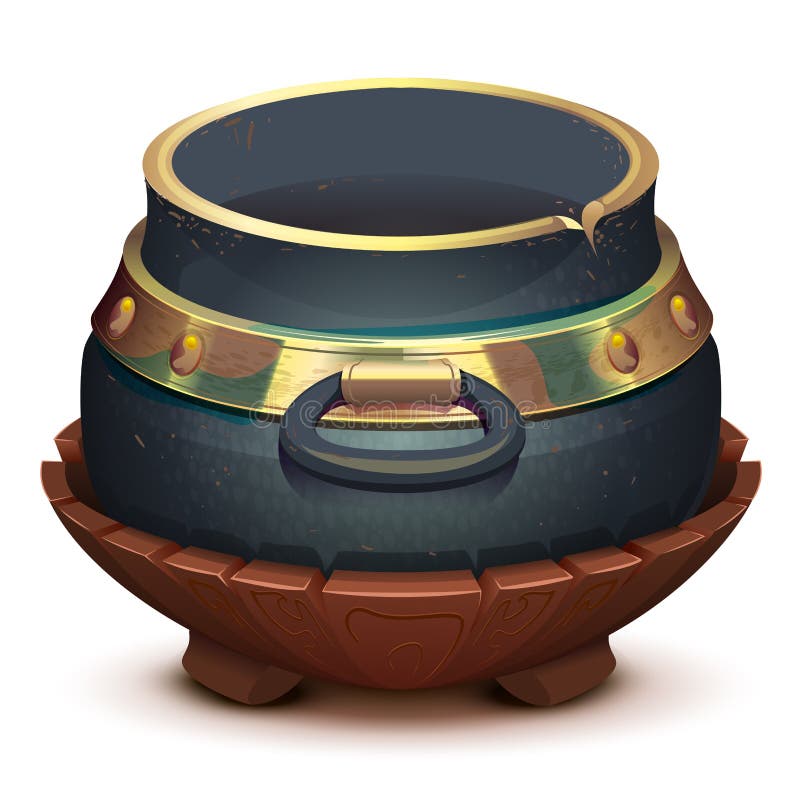 Large Empty Pot for Making Witch Potion Isolated on White Stock Vector ...