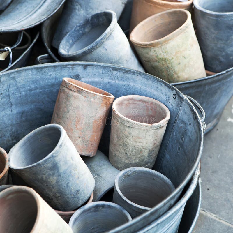 Empty Flower Pots In Autumn Stock Image - Image of autumn, equipment ...