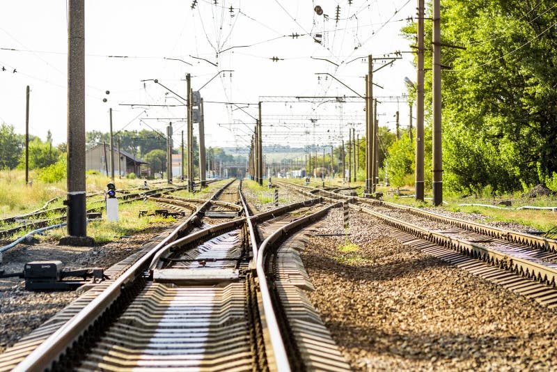 A Large Empty Railroad Fork. Stock Photo - Image of freight, crossroad ...