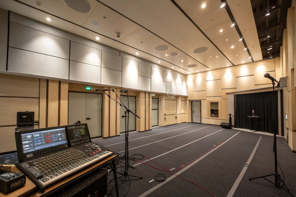 Large Empty Recording Studio Interior Stock Illustration - Illustration ...