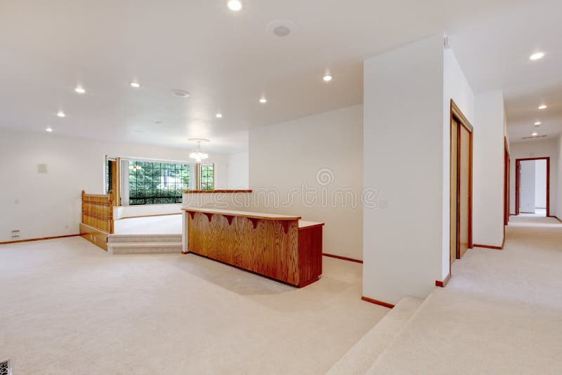 Large Empty Room with Fireplace and Shelves. New Luxury Home Interior ...