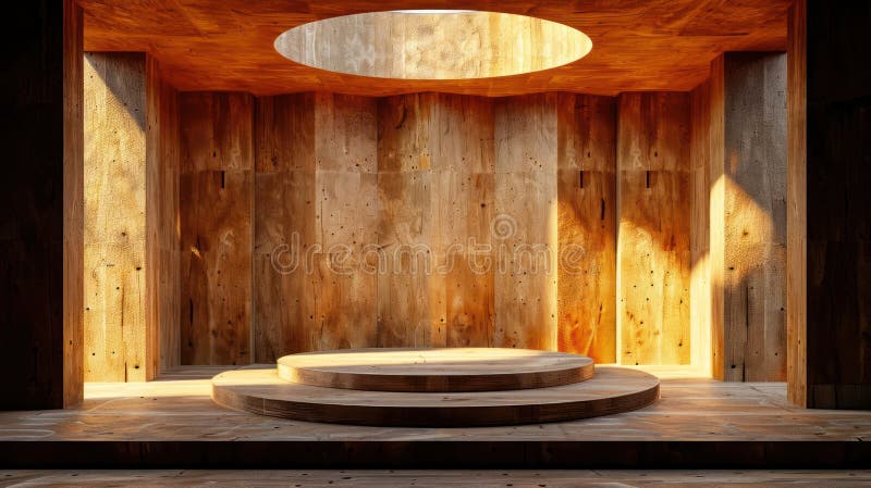 A Large Empty Room with a Circular Stage in the Center Stock ...