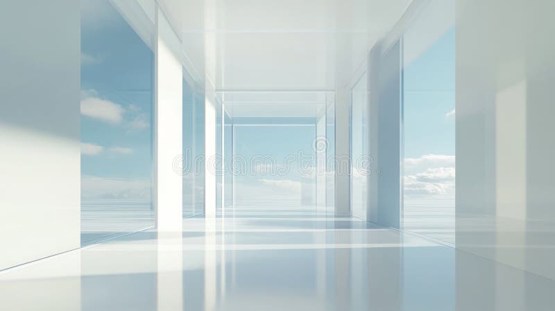 A Large, Empty Room with a Clear Glass Wall Stock Illustration ...