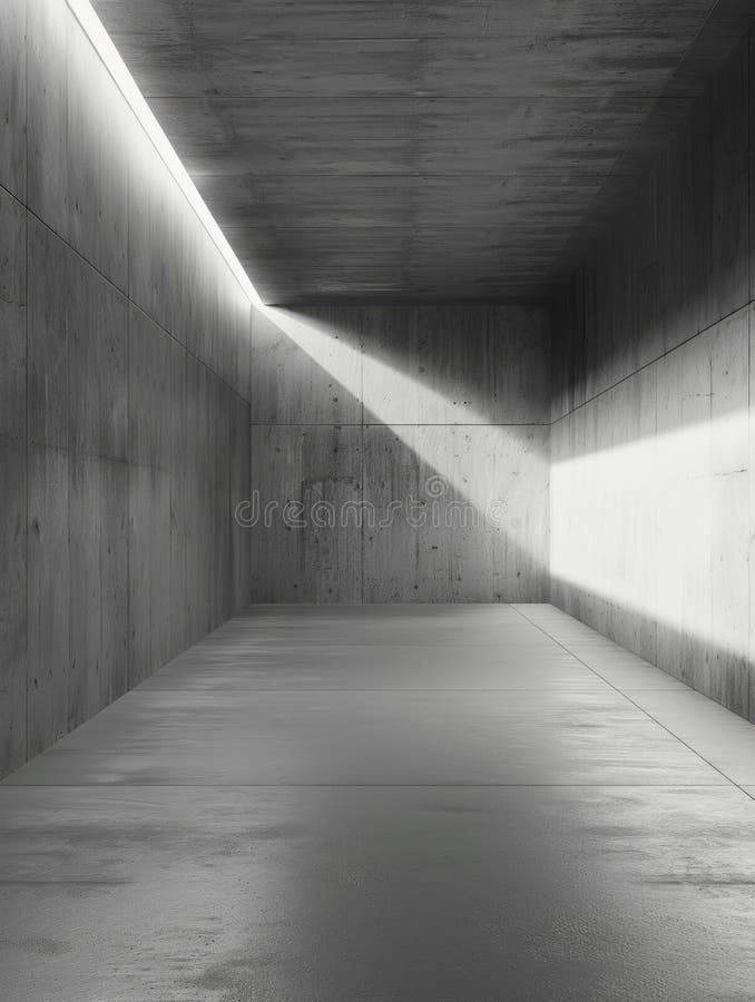 A Large, Empty Room with a Light Shining on the Floor Stock Image ...
