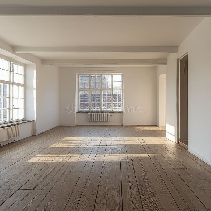 A Large, Empty Room with a Lot of Windows Stock Illustration ...