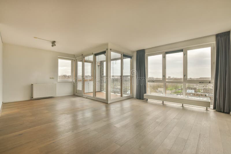 A Large Empty Room in a Modern House Stock Image - Image of beam, view ...