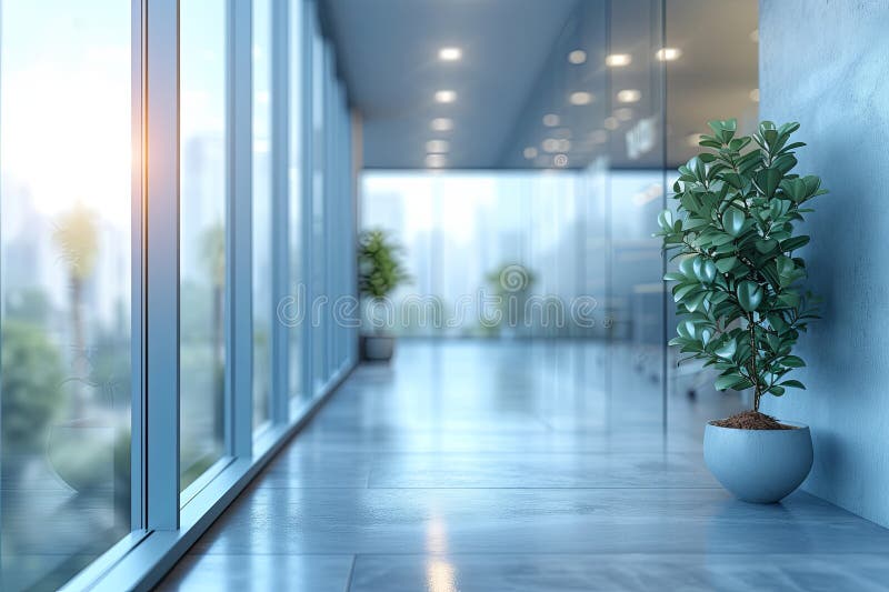 Large, Empty Room with a Potted Plant in the Corner, Clean and Has a ...