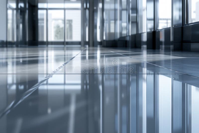 A Large, Empty Room with a Shiny, Reflective Floor Stock Illustration ...