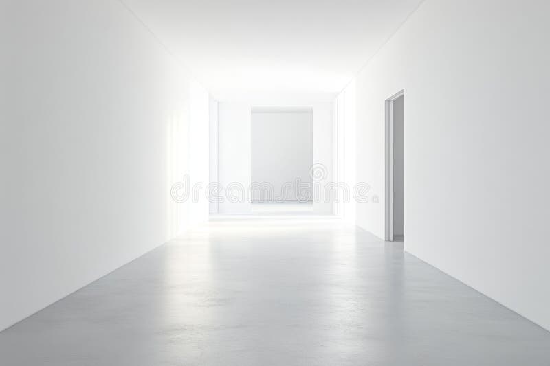 A Large, Empty Room with a White Door Stock Illustration - Illustration ...