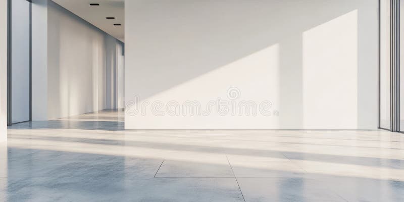 A Large, Empty Room with a White Wall and a White Floor Stock Illustration - Illustration of ...