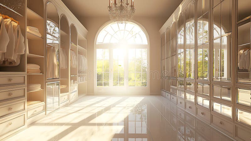 A Large, Empty Room with White Walls and White Cabinets Stock ...