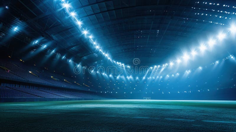 A Spectacular Empty Stadium Illuminated by Vibrant Lights Stock Image ...