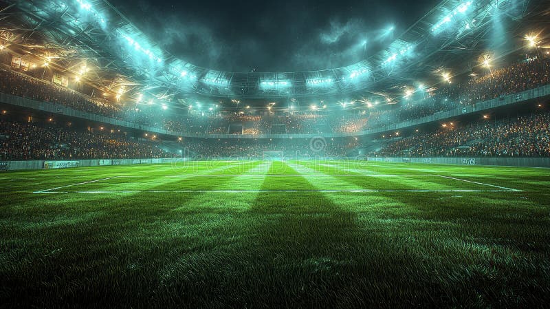 A Large Empty Stadium with Fans Shouting Enthusiastically before the ...