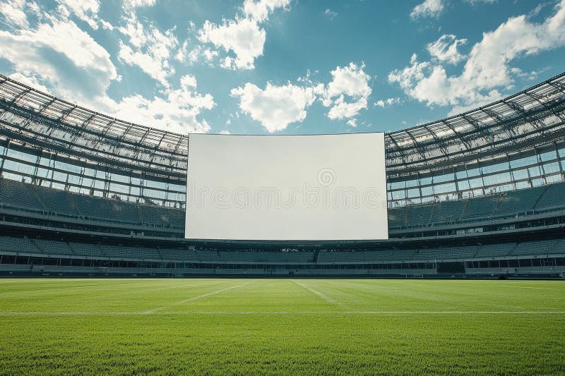 A Large Empty Stadium with a Large White Screen in the Middle Stock ...