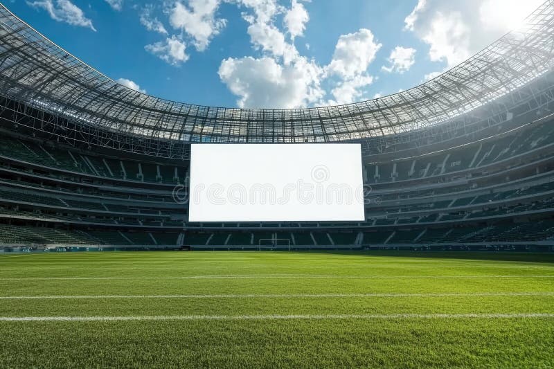 A Large Empty Stadium with a White Screen in the Middle Stock Photo ...