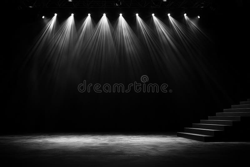 Large Empty Stage with Dramatic Lighting and Shadows, Featuring ...