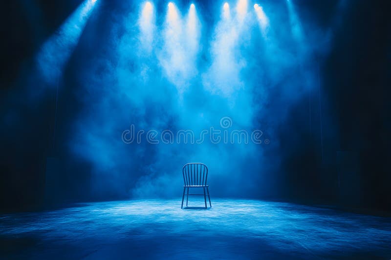A Large, Empty Stage with a Single Chair in the Center, Illuminated by ...