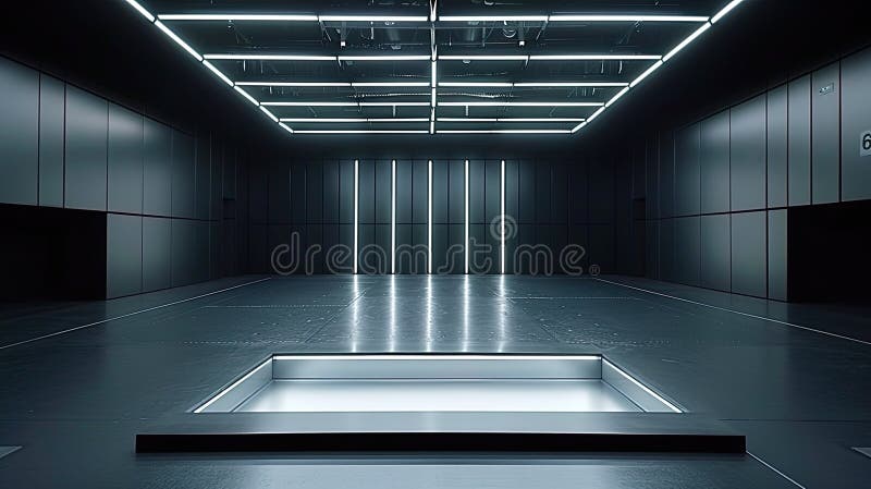A Large, Empty Studio Space with a Raised Platform and Recessed ...