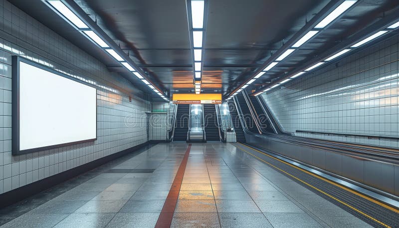 A Large, Empty Subway Station with a White Sign on the Wall by AI ...
