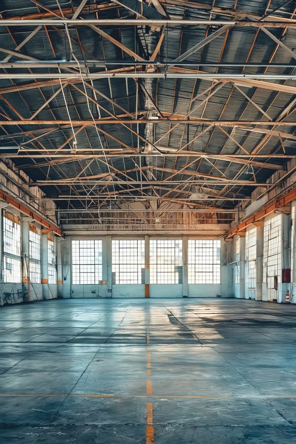 A Large Empty Warehouse with Lots of Windows. Generative AI Stock Photo ...