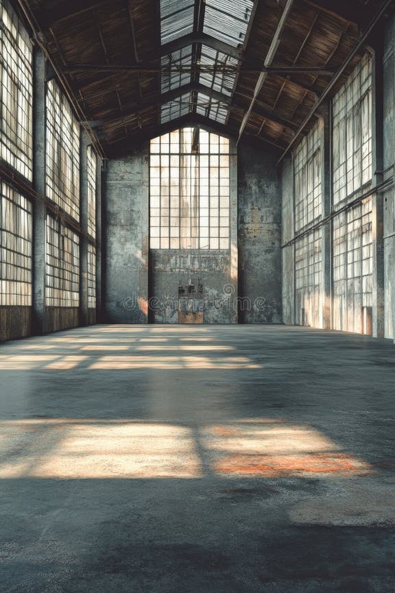 Large Empty Warehouse with Many Windows Stock Photo - Image of property ...