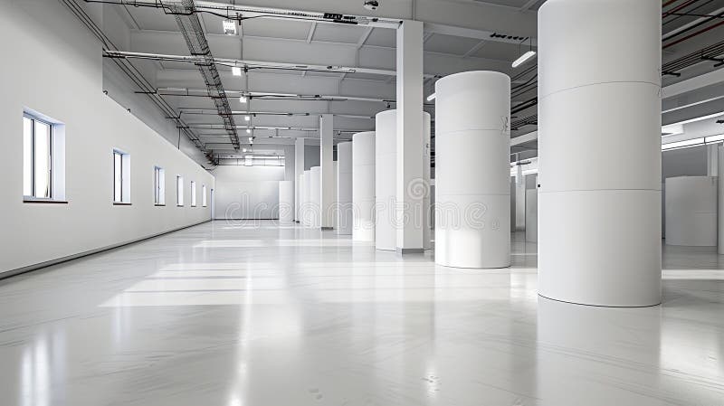 Large Empty Warehouse Naturally Lit by Sunlight from the Windows ...