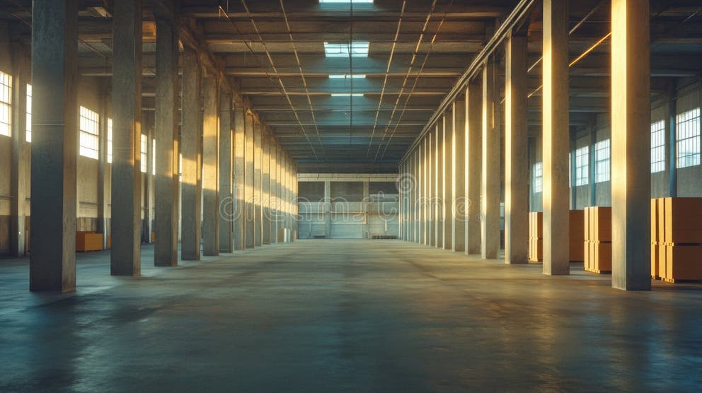 Large Empty Warehouse stock photo. Image of factory - 379116078