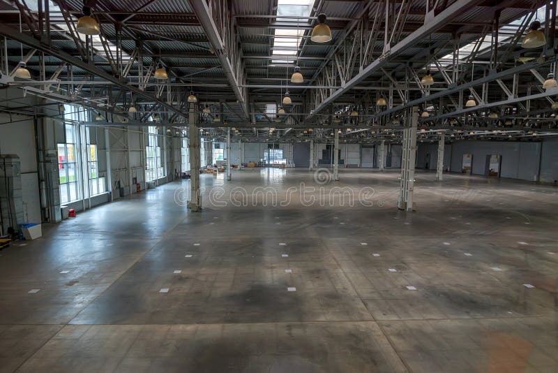 Large empty warehouse stock photo. Image of deposit, charge - 80409352