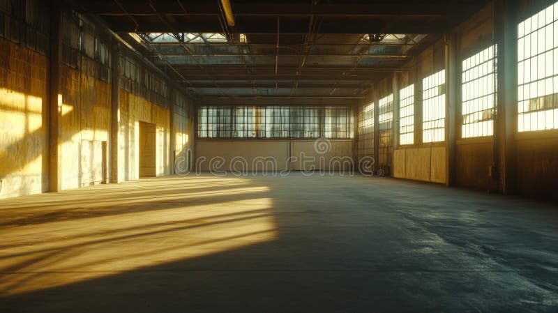 Large Empty Warehouse with Windows Stock Image - Image of window, glass ...