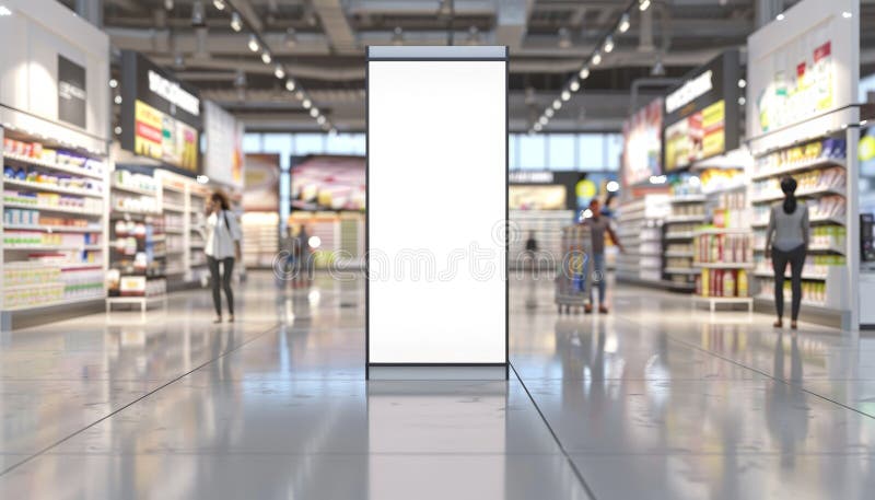A Large Empty White Billboard Sits in the Middle of a Busy Shopping ...