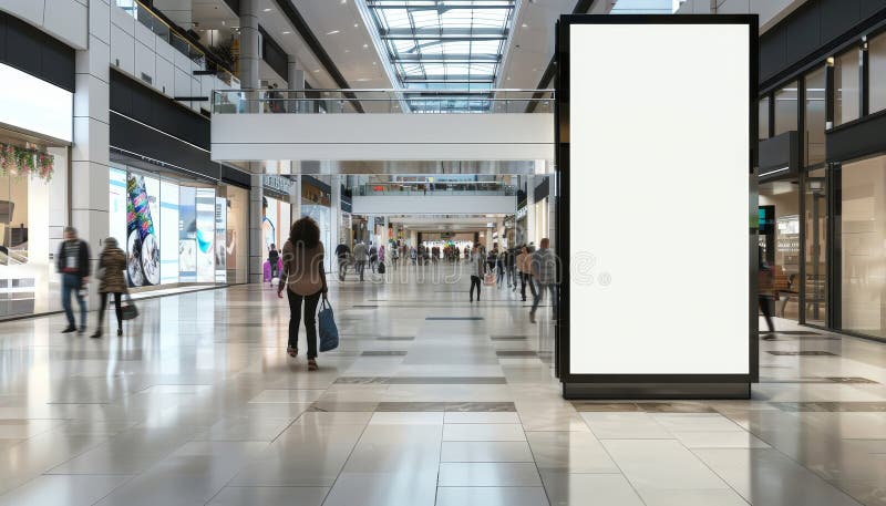 A Large Empty White Billboard Sits in the Middle of a Busy Shopping ...