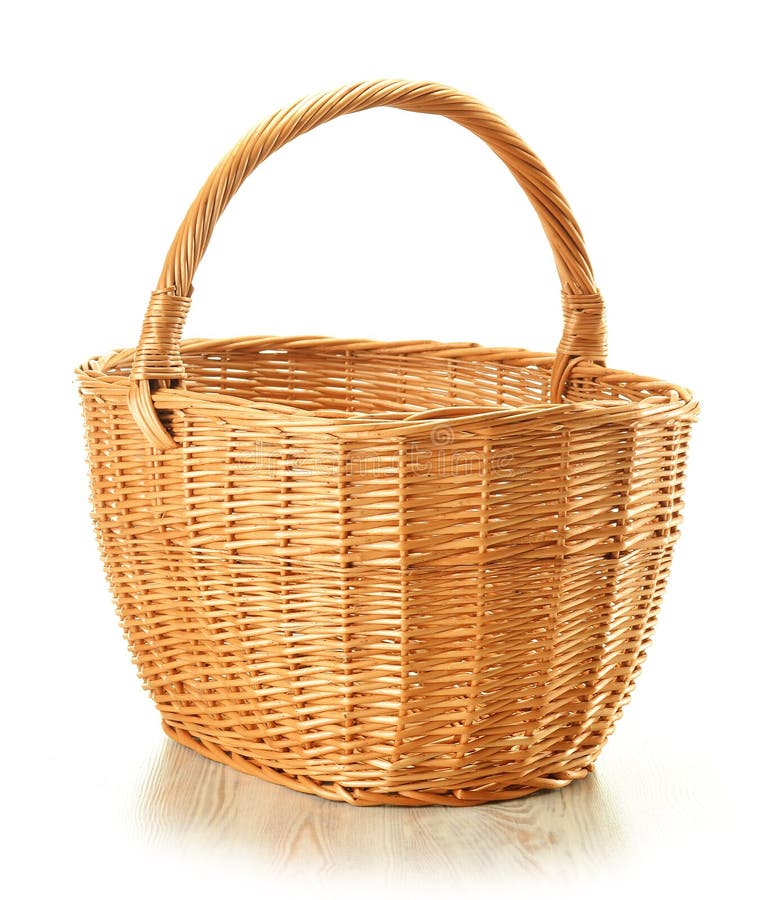 Empty Wicker Basket on White Stock Photo - Image of basket, handmade ...