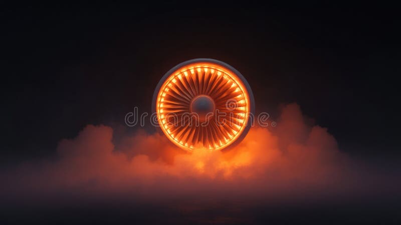 A Large Engine with a Bright Orange Glow is Shown in the Center of the ...