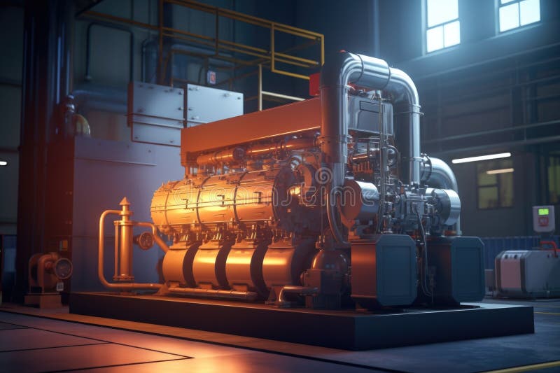 A Large Engine Sits Inside a Building Stock Photo - Image of power ...