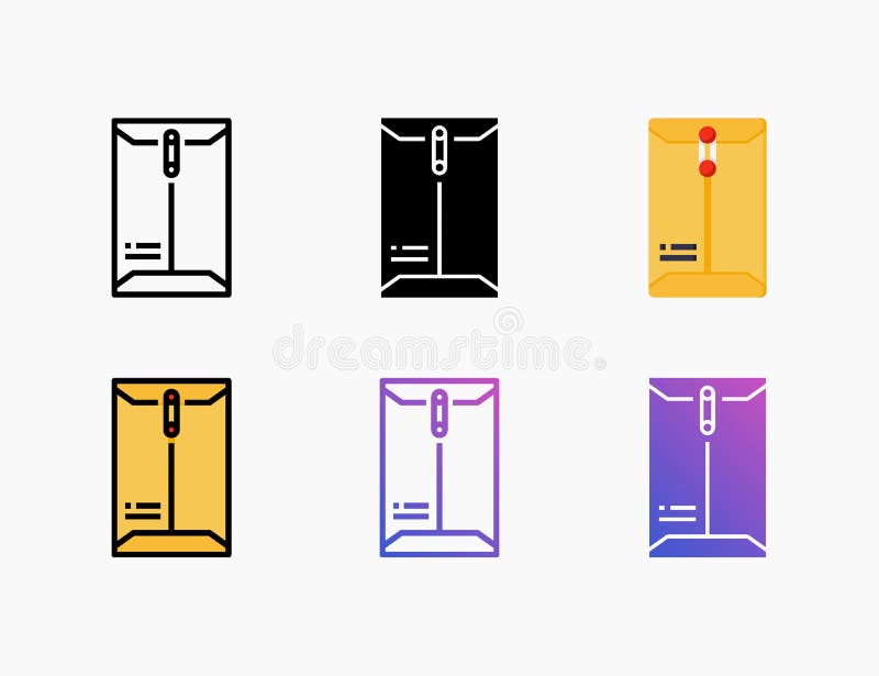 Large Envelope Icon Set with Different Styles. Stock Vector ...