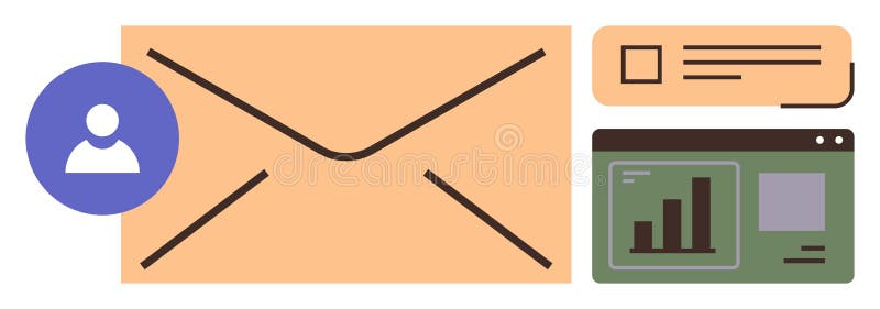 Email Communication with Analytics and Contact Information Visualization Stock Vector ...