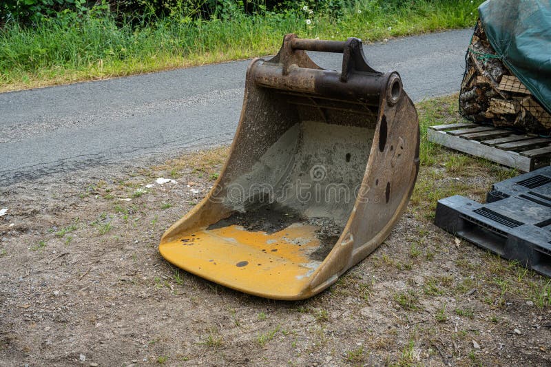 Large Excavator Bucket at a Construction Site.. Stock Photo - Image of ...