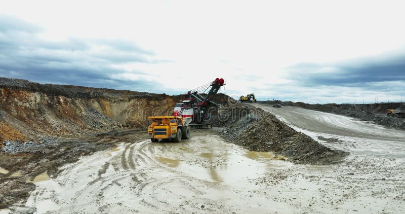 Excavator Loading Dump Truck in Open Pit Mine. Stock Clip Stock Video ...