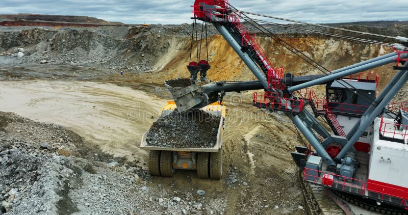 Excavator Loading Dump Truck in Open Pit Mine. Stock Clip Stock Video ...