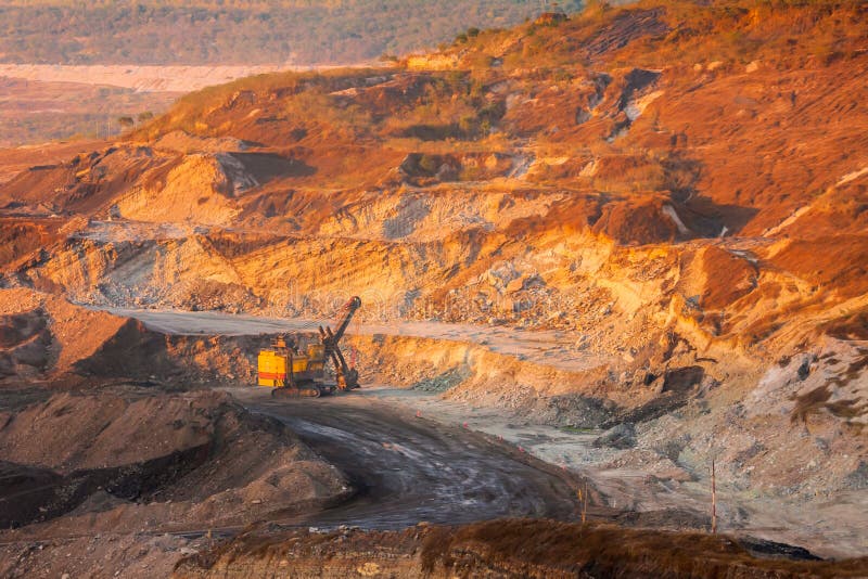 Large Excavator in Open Cast Mine Stock Image - Image of industrial ...