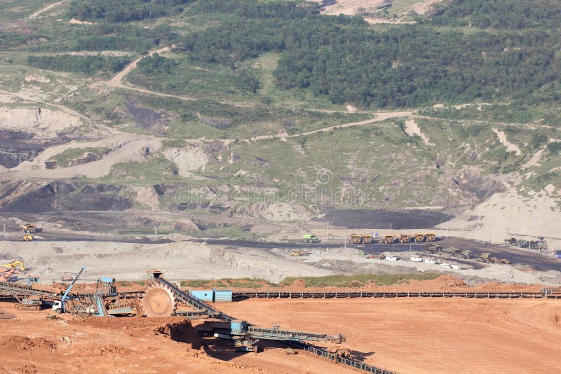 Large Excavator at Work in One of the Mining Lignite Stock Image ...