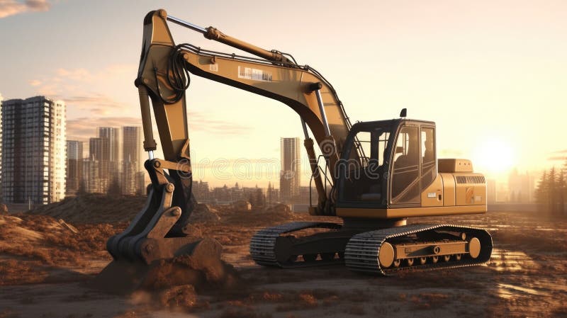 A Large Excavator Working on a Construction Site, Suitable for ...